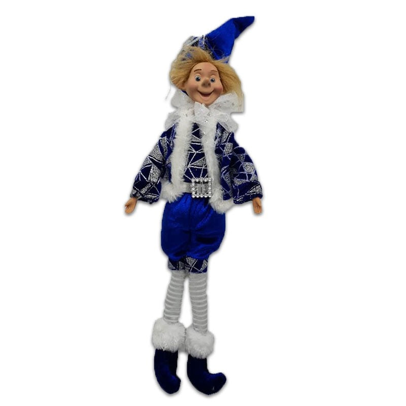 14" HANGING POSABLE JESTER BOY BLUE / SILVER – christmas-shack-australia